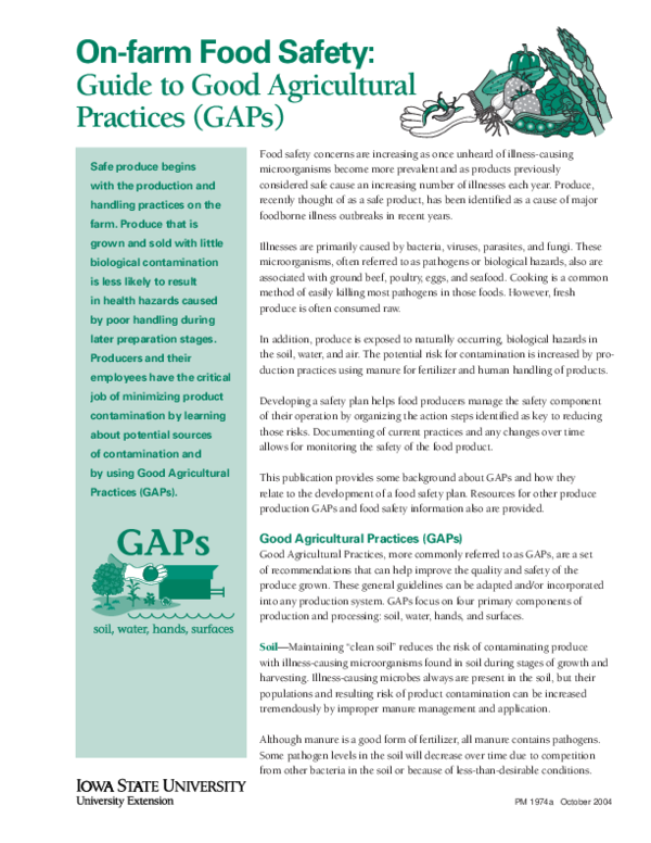 (PDF) On-farm Food Safety: Guide to Good Agricultural Practices (GAPs)