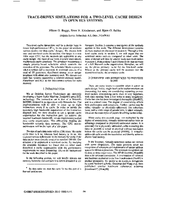 (PDF) Trace-driven simulations for a two-level cache design of open bus systems