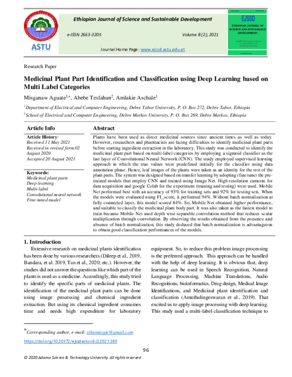 (PDF) Medicinal Plant Parts Identification and Classification using ...