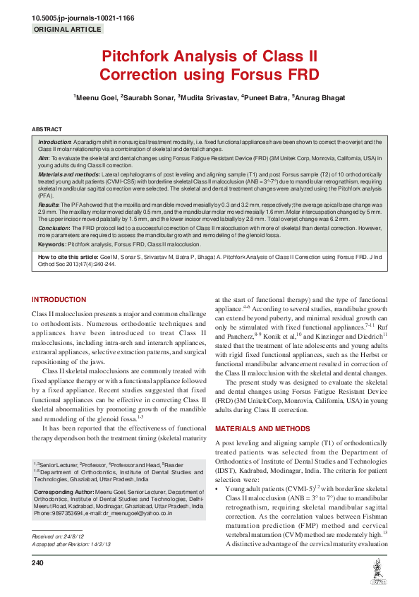 (PDF) Pitchfork Analysis of Class II Correction using Forsus FRD