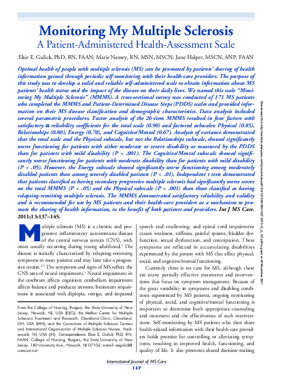 (PDF) Monitoring My Multiple Sclerosis