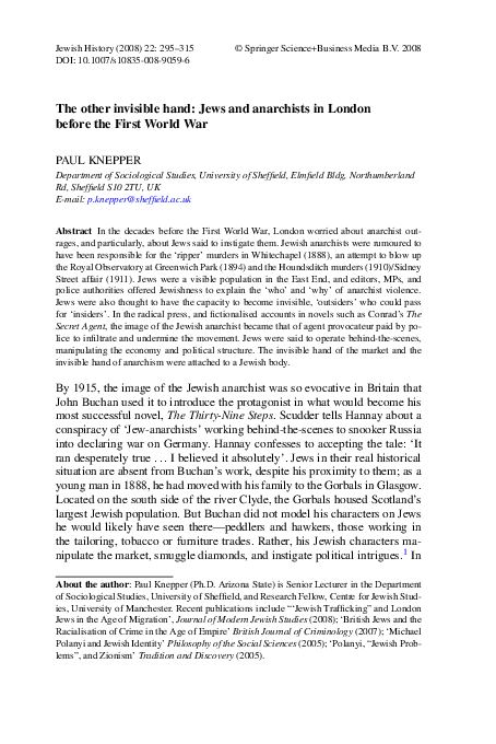 (PDF) The other invisible hand: Jews and anarchists in London before ...