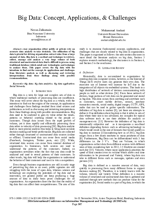 (PDF) Big data: Concept, applications, challenges
