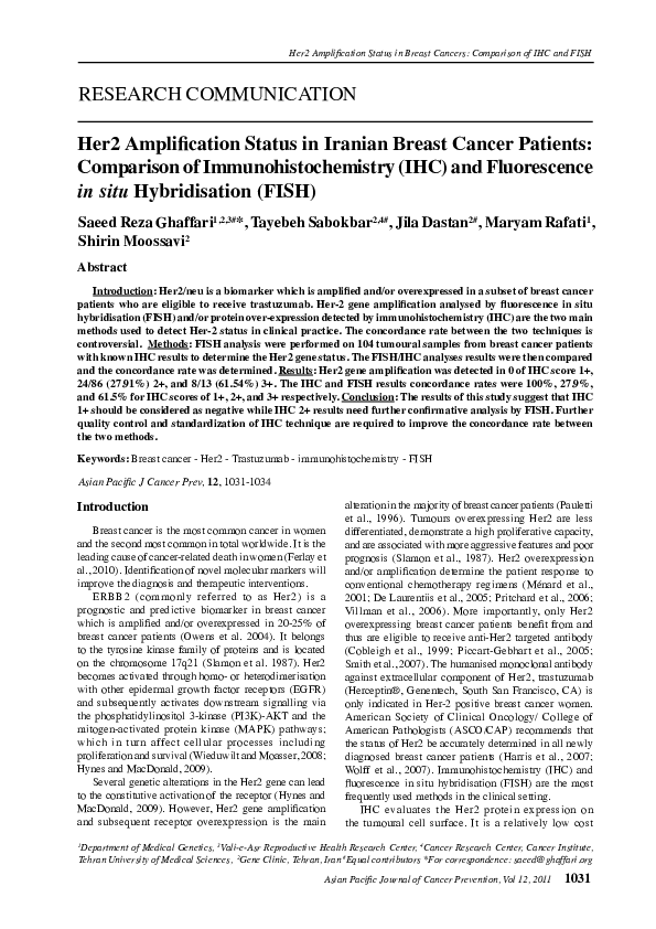 (PDF) Her2 amplification status in Iranian breast cancer patients ...