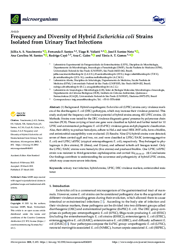 (PDF) Frequency and Diversity of Hybrid Escherichia coli Strains ...