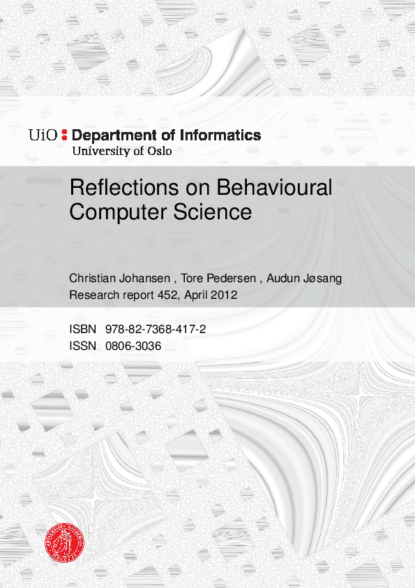 (PDF) Reflections on Behavioural Computer Science