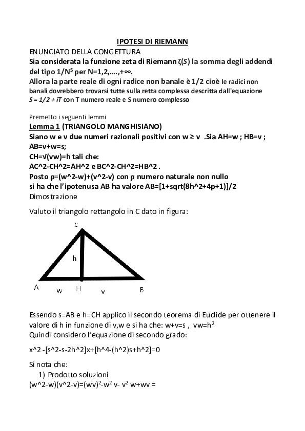 (PDF) Ipotesi di riemann