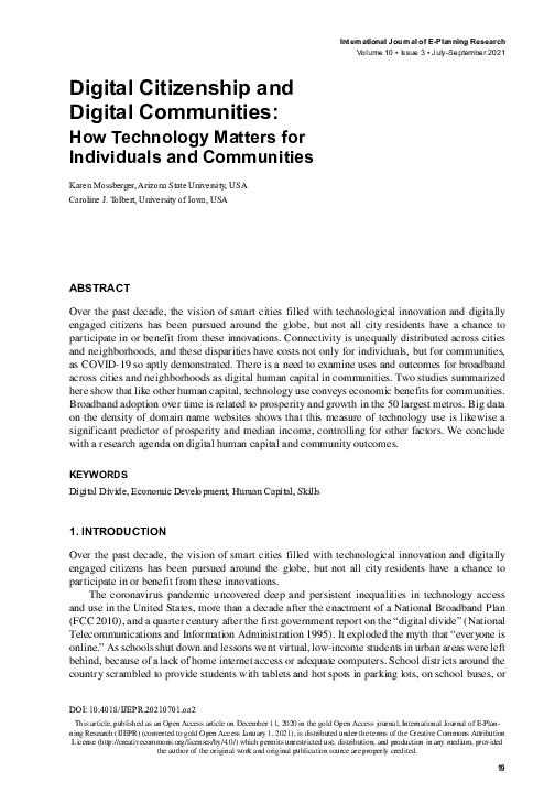 (PDF) Digital Citizenship and Digital Communities: How Technology ...