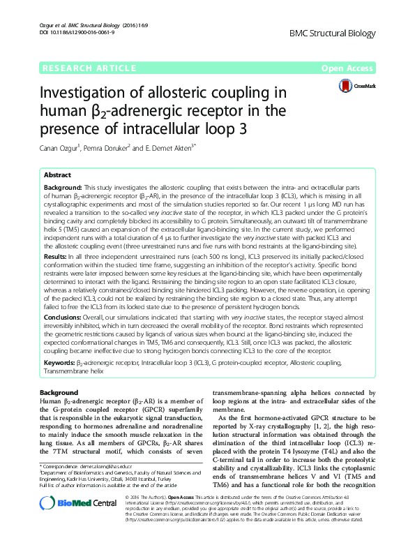 (PDF) Investigation of allosteric coupling in human β2-adrenergic ...