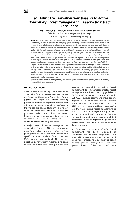 (PDF) Facilitating Transition From Passive to Active Management of ...