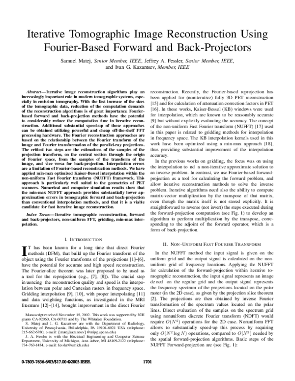 (PDF) Iterative tomographic image reconstruction using Fourier-based ...