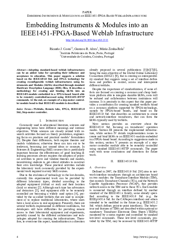 (PDF) Embedding Instruments & Modules into an IEEE1451-FPGA-Based ...