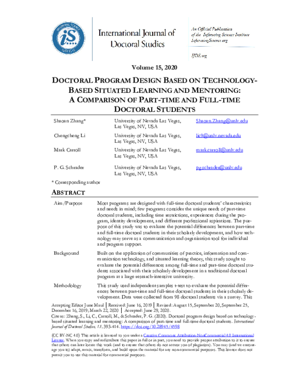 (PDF) Doctoral Program Design Based on Technology-Based Situated Learning and Mentoring: A ...