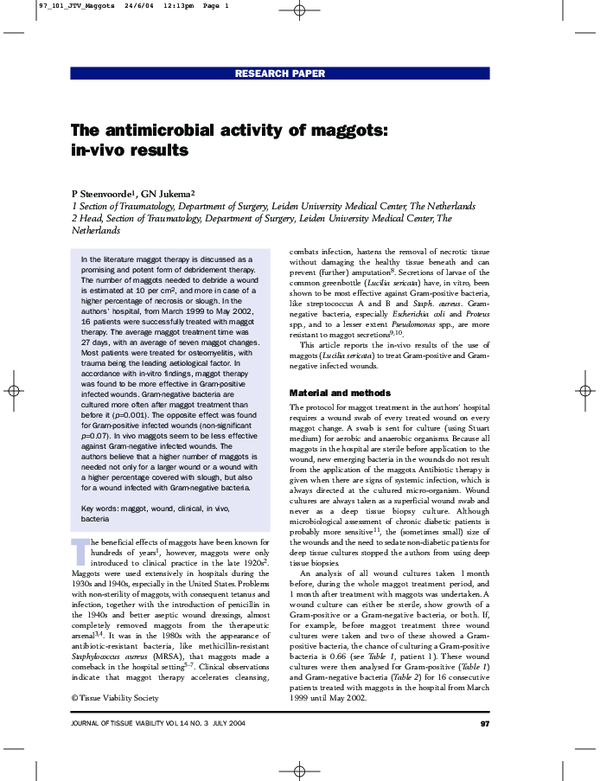 (PDF) The antimicrobial activity of maggots: in-vivo results