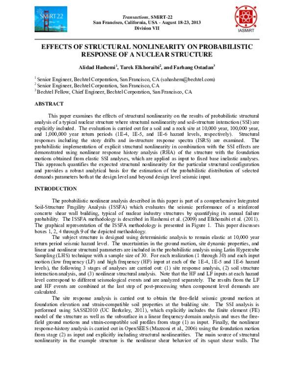 (PDF) Effects of Structural Nonlinearity on Probabilistic Response of a ...