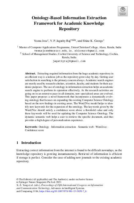 Pdf Ontology Based Information Extraction Framework For Academic Knowledge Repository