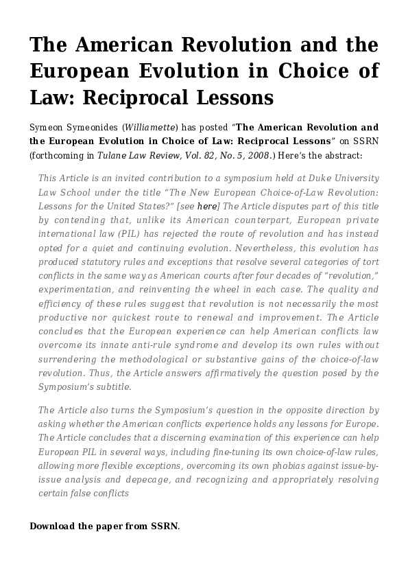 (PDF) The American Revolution and the European Evolution in Choice of ...