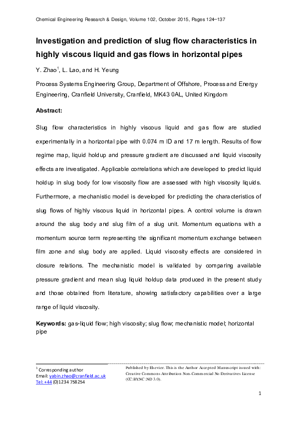 (PDF) Investigation and prediction of slug flow characteristics in highly viscous liquid and gas ...