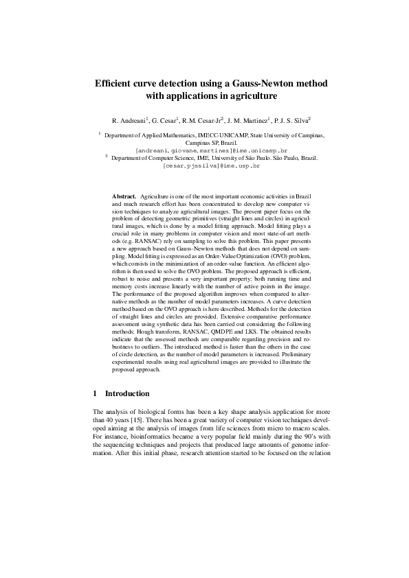 Pdf Efficient Curve Detection Using A Gauss Newton Method With