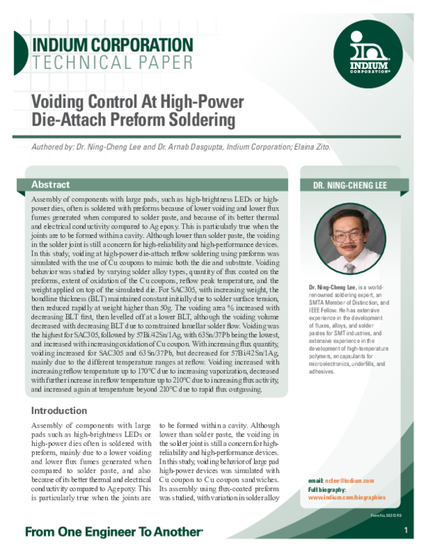 (PDF) Voiding Control At High-Power Die-Attach Preform Soldering | Ning ...