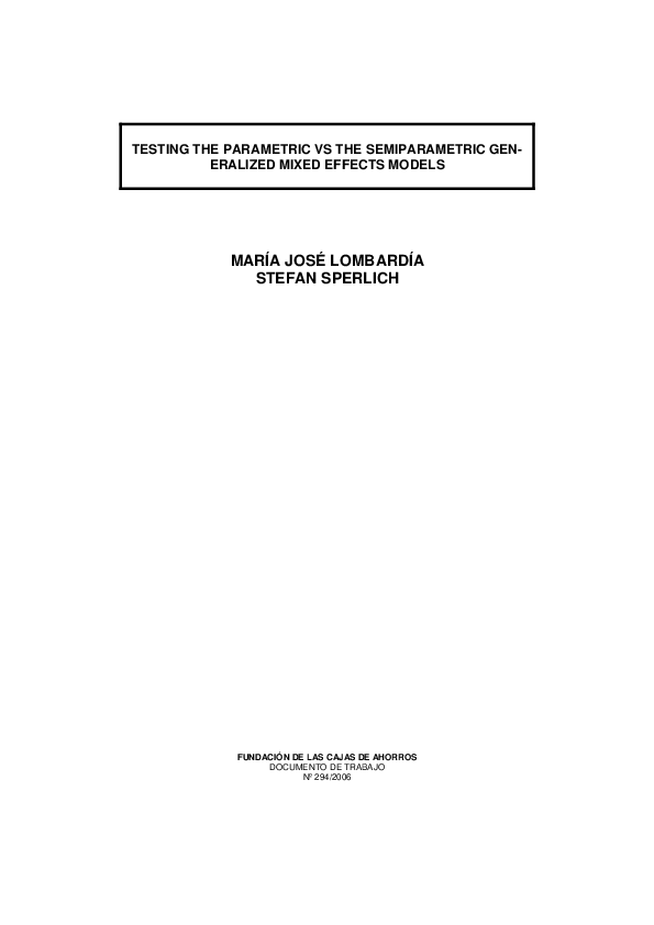 Pdf Testing The Parametric Vs The Semiparametric Gen Eralized Mixed