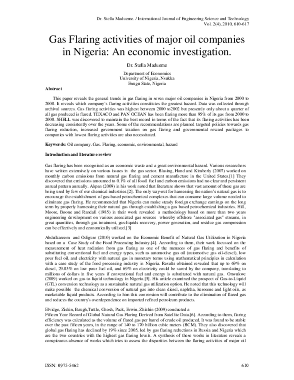(PDF) Gas Flaring activities of major oil companies
