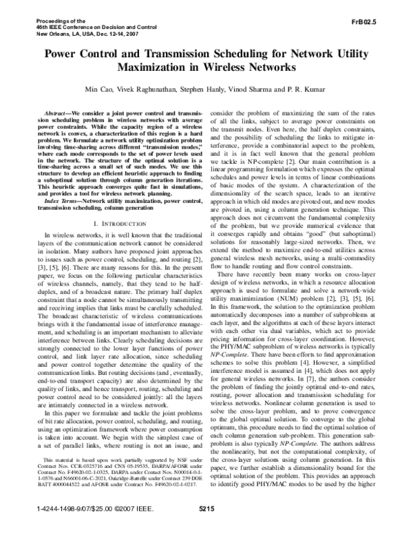 (PDF) Power control and transmission scheduling for network utility maximization in wireless ...