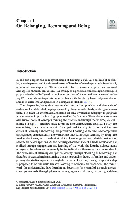 (PDF) On Belonging, Becoming and Being