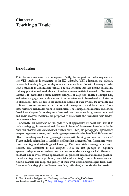 (PDF) Teaching a Trade