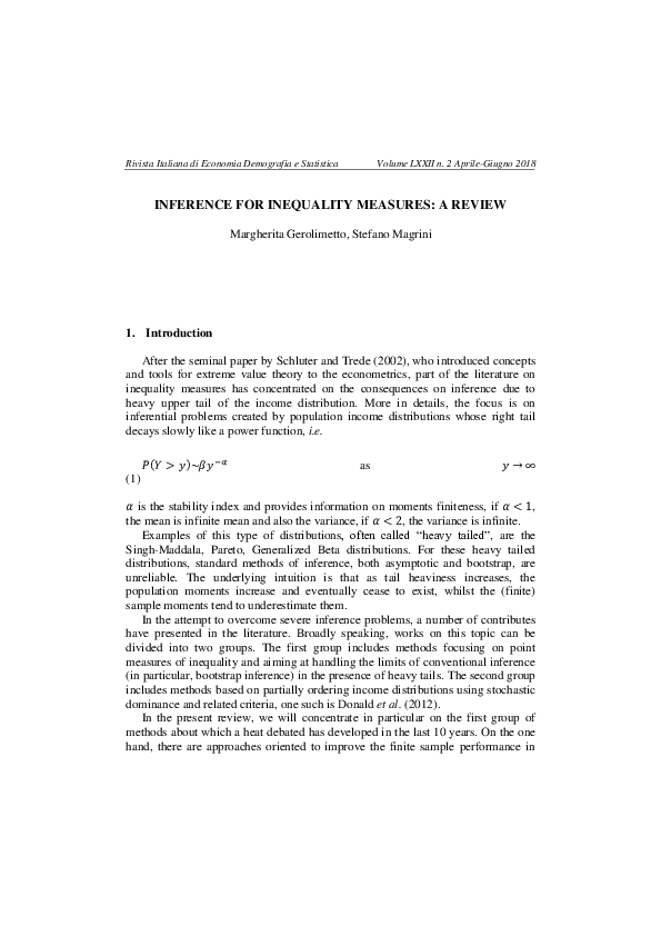 (PDF) Inference for inequality measures: a review