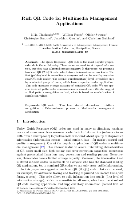 (PDF) Rich QR Code for Multimedia Management Applications