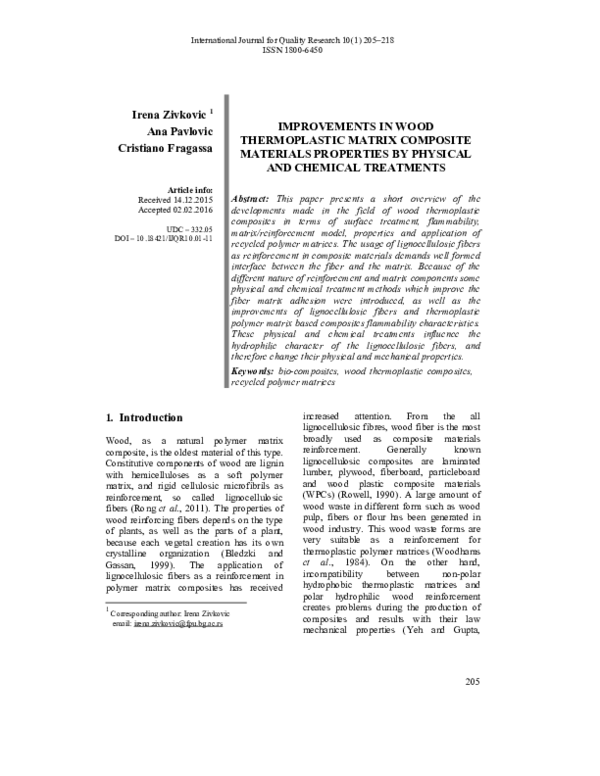 (PDF) Improvements in Wood Thermoplastic Matrix Composite Materials ...