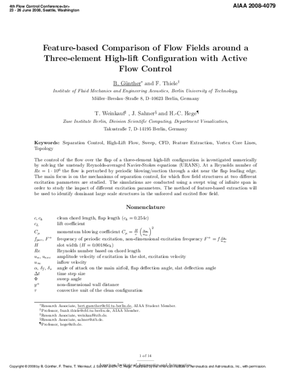 (PDF) Feature-Based Comparison of Flow Fields Around a Three-Element ...