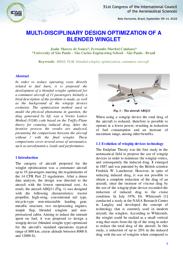 (PDF) Multi-Disciplinary Design Optimization of a Blended Winglet