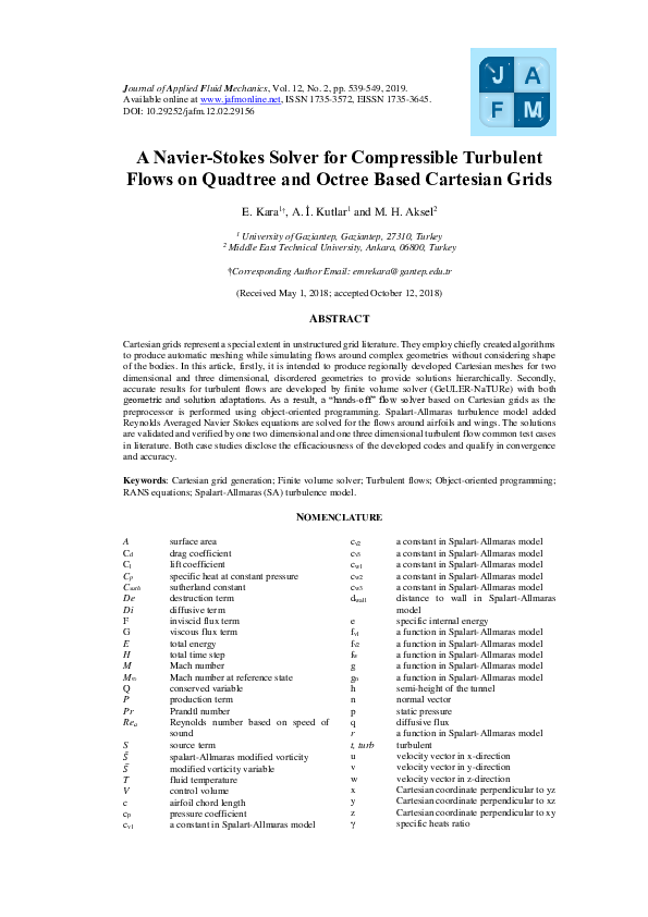 (PDF) A Navier-Stokes Solver for Compressible Turbulent Flows on ...