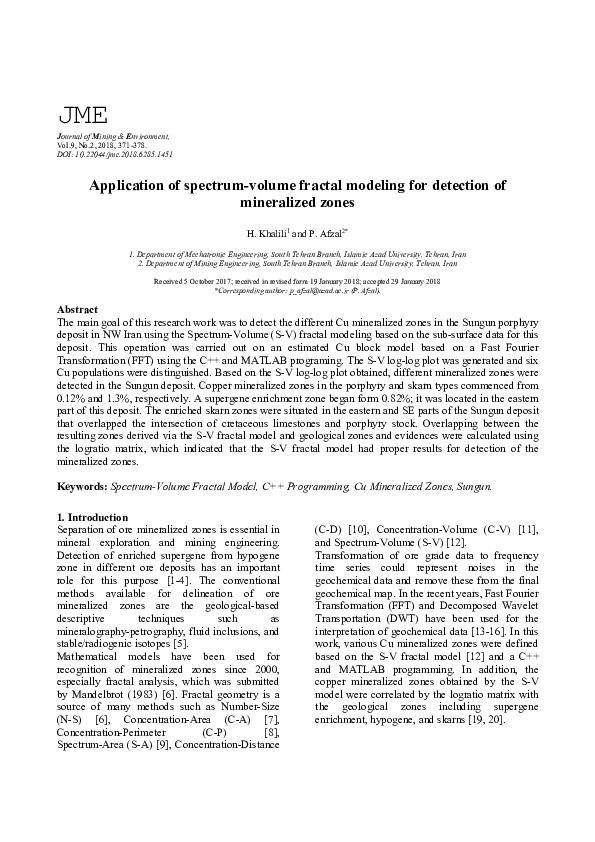Pdf Application Of Spectrum Volume Fractal Modeling For Detection Of