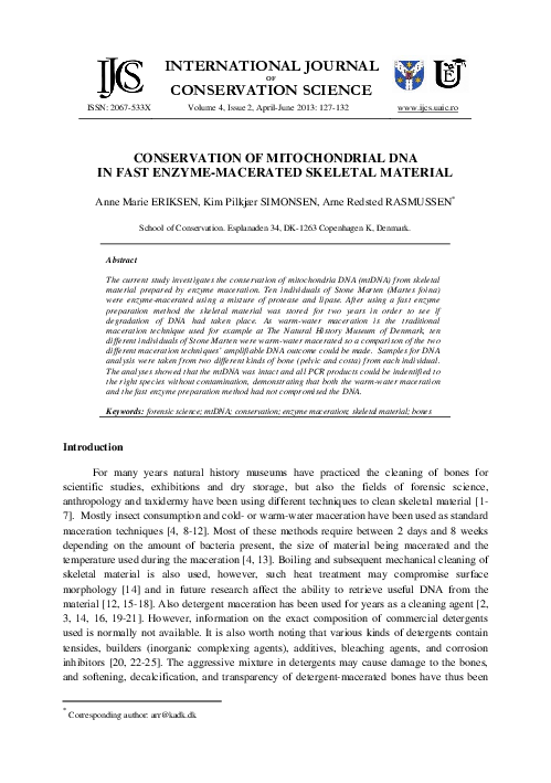 (PDF) Conservation of Mitochondrial Dna in Fast Enzyme-Macerated ...