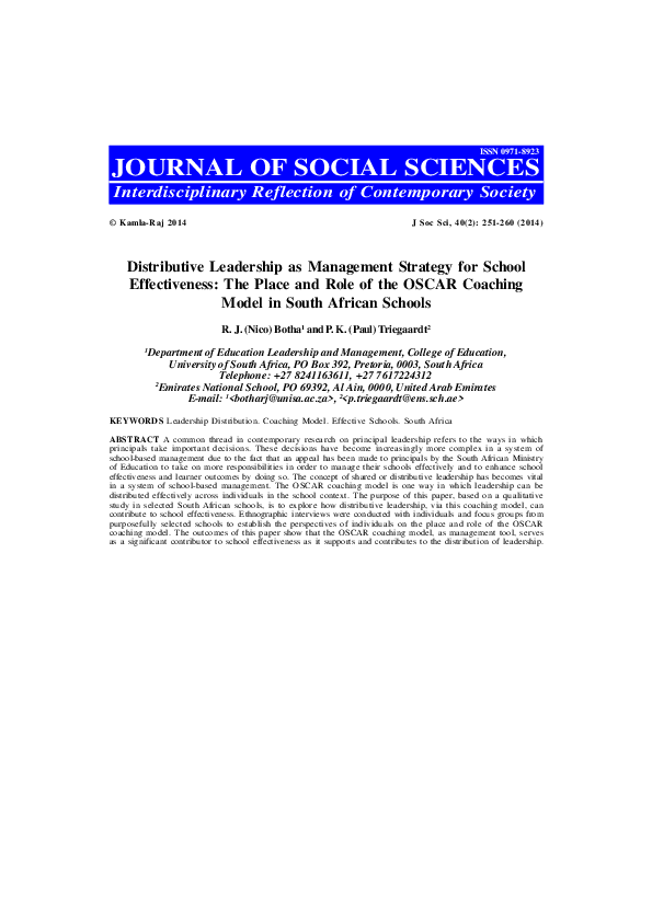 (PDF) Distributive Leadership as Management Strategy for School ...