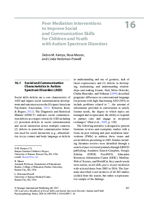(PDF) Peer Mediation Interventions to Improve Social and Communication ...