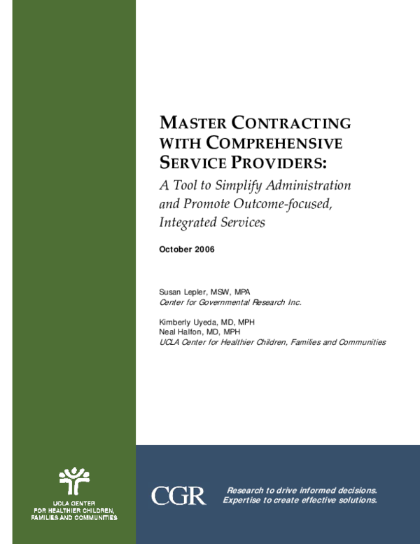 (PDF) Master Contracting with Comprehensive Service Providers: A Tool ...