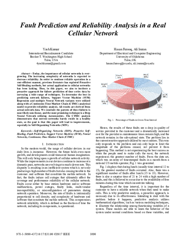 (PDF) Fault prediction and reliability analysis in a real cellular network