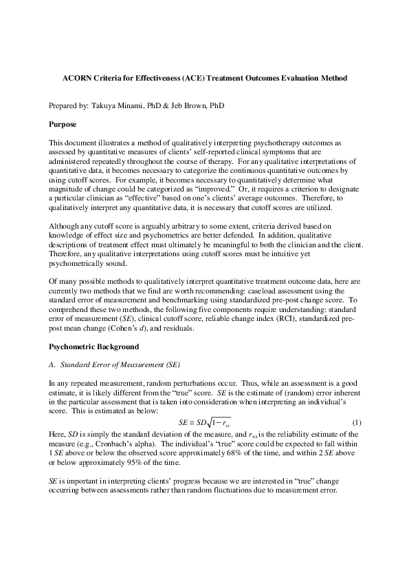 (PDF) ACORN Criteria for Effectiveness (ACE) Treatment Outcomes ...