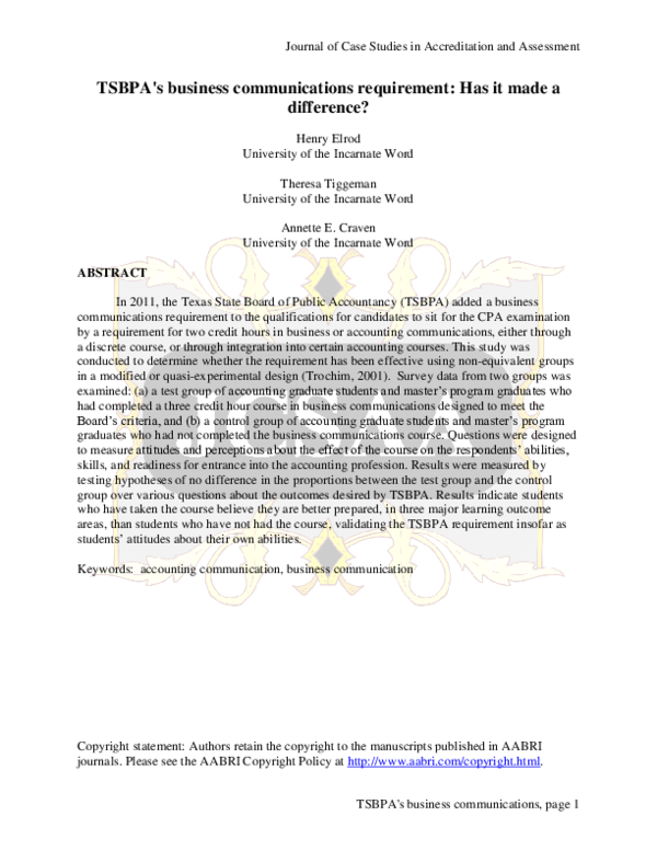 (PDF) TSBPA's Business Communications Requirement: Has It Made a ...