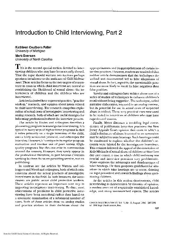 (PDF) Introduction to Child Interviewing, Part 2