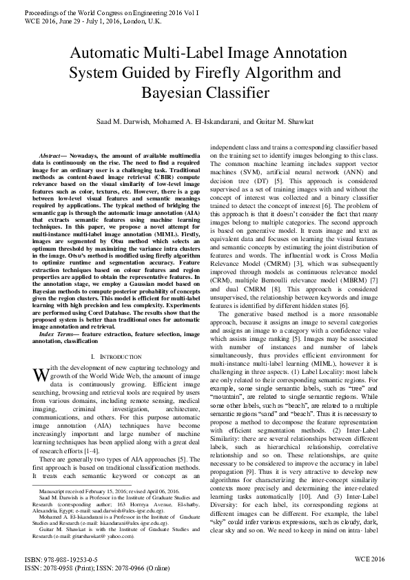 (PDF) Automatic Multi-Label Image Annotation System Guided by Firefly Algorithm and Bayesian ...