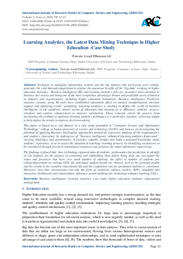 Pdf Educational Data Mining And Learning Analytics In Higher Education