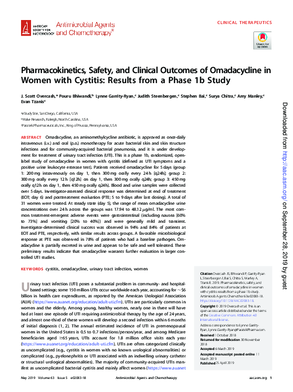(PDF) Pharmacokinetics, Safety, and Clinical Outcomes of Omadacycline ...