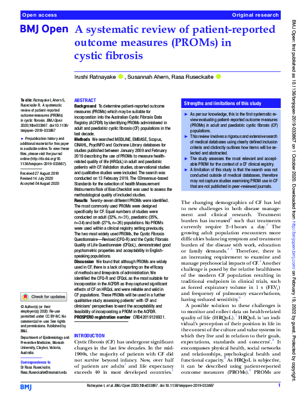 (PDF) A systematic review of patient-reported outcome measures (PROMs ...
