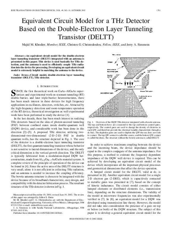(PDF) Equivalent circuit model for a THz detector based on the double ...