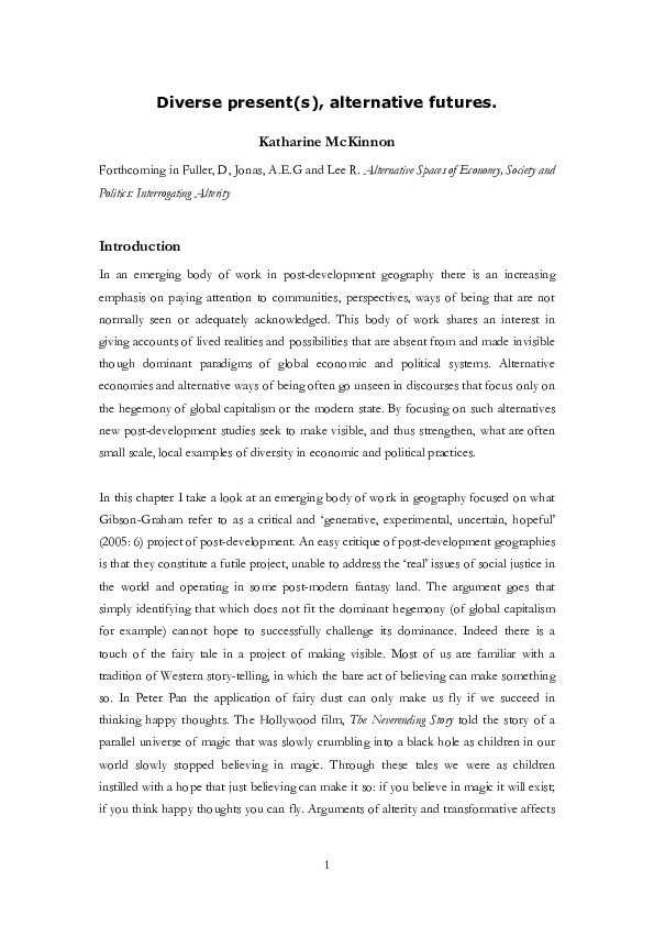 (PDF) Diverse Present(s), Alternative Futures